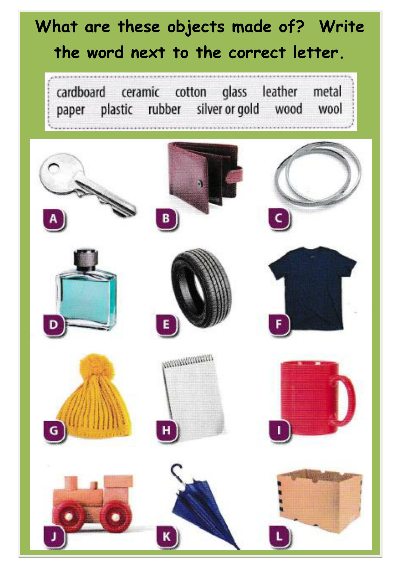 English Exercises What Are These Objects Made Of 