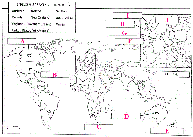 English Exercises ENGLISH SPEAKING COUNTRIES